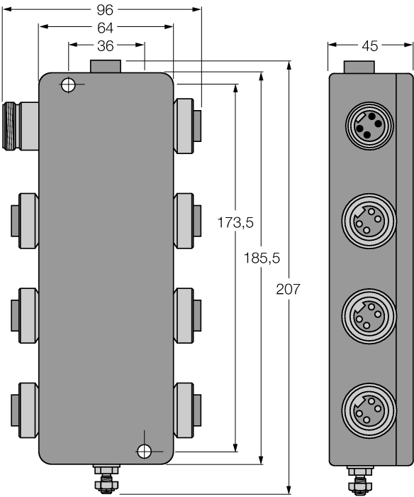 IP67 Junction Box, 6-Channel - PROFIBUS-PA