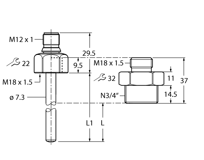 Flow Meter - Immersion Sensor without Integrated Processing Unit