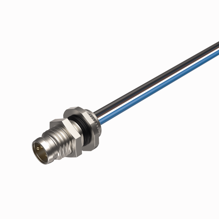 Male Receptacle with Stranded Wires, Rear Mounted