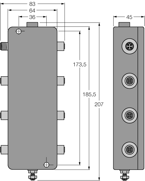 IP67 Junction Box, 6-Channel - PROFIBUS-PA