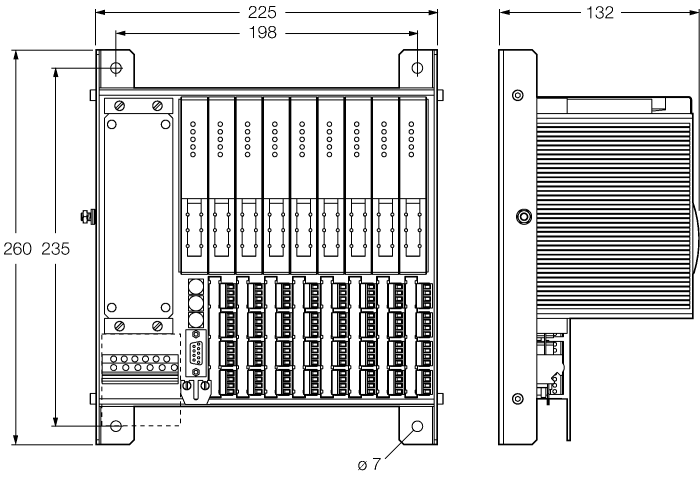 excom I/O System - Module Rack, Zone 1, for 8 Modules