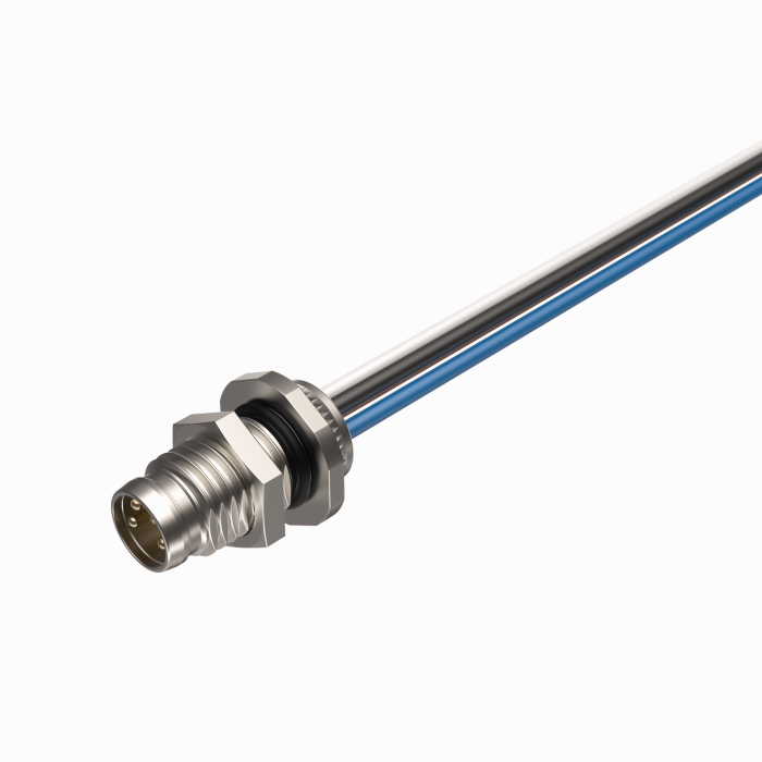 - Male Flange with Stranded Wires, Rear-mounted