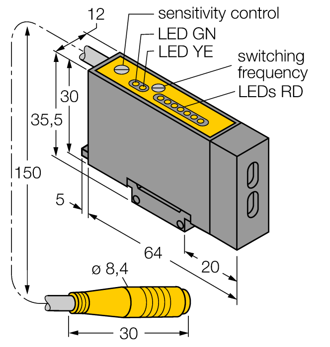 Opto-Sensor - Lichtleiter-Sensor für Kunststofflichtleiter