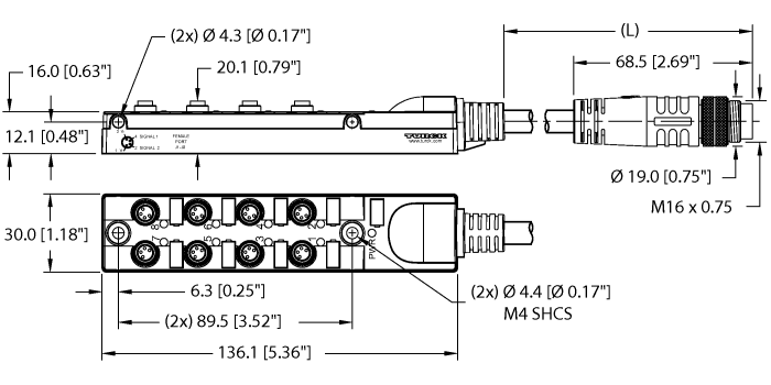 Passive Actuator/Sensor Junction Box, 8 Ports - Ø 8 mm, I/O Port with ...