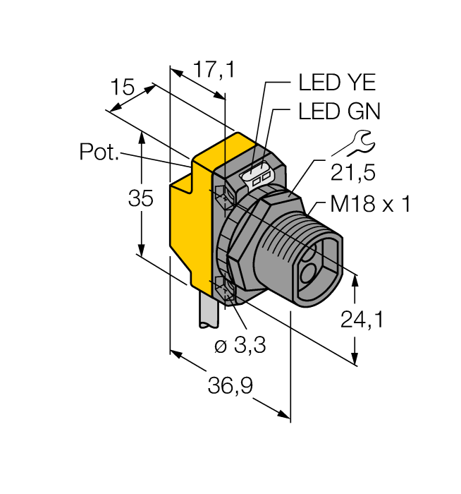 Opto-Sensor - Lichtleiter-Sensor für Glaslichtleiter