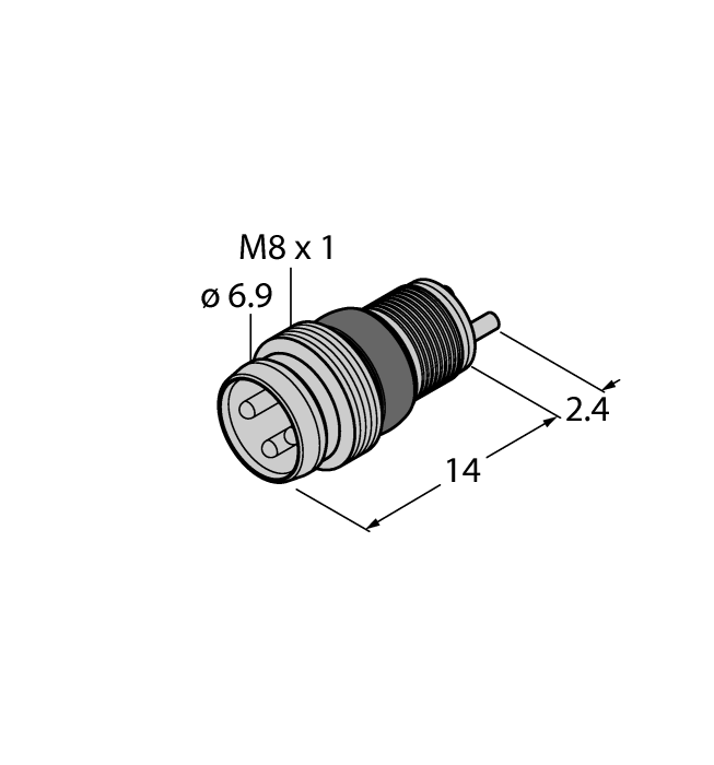 M8 × 1/Ø 8 mm Round Connector - Ø 8/M8 × 1 mm Built-in Connector, Screw ...