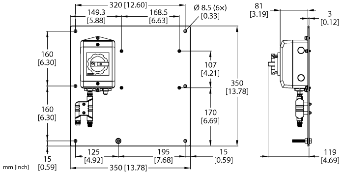 Support Plate for PSU67 - 16 A Load Break Switch and h-Splitter