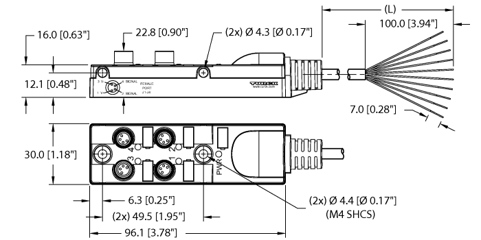 Passive Actuator/Sensor Junction Box, 4 Ports - M8 × 1 I/O Port with ...